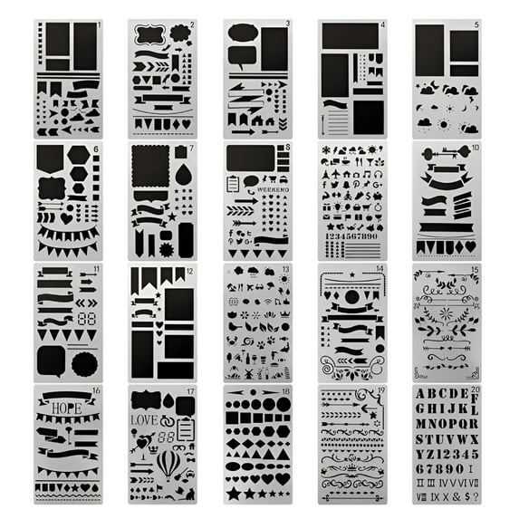 CCOCC Plastic Painting Stencils Shape Stencils 4 X 7 Inch 20 Sheets ...