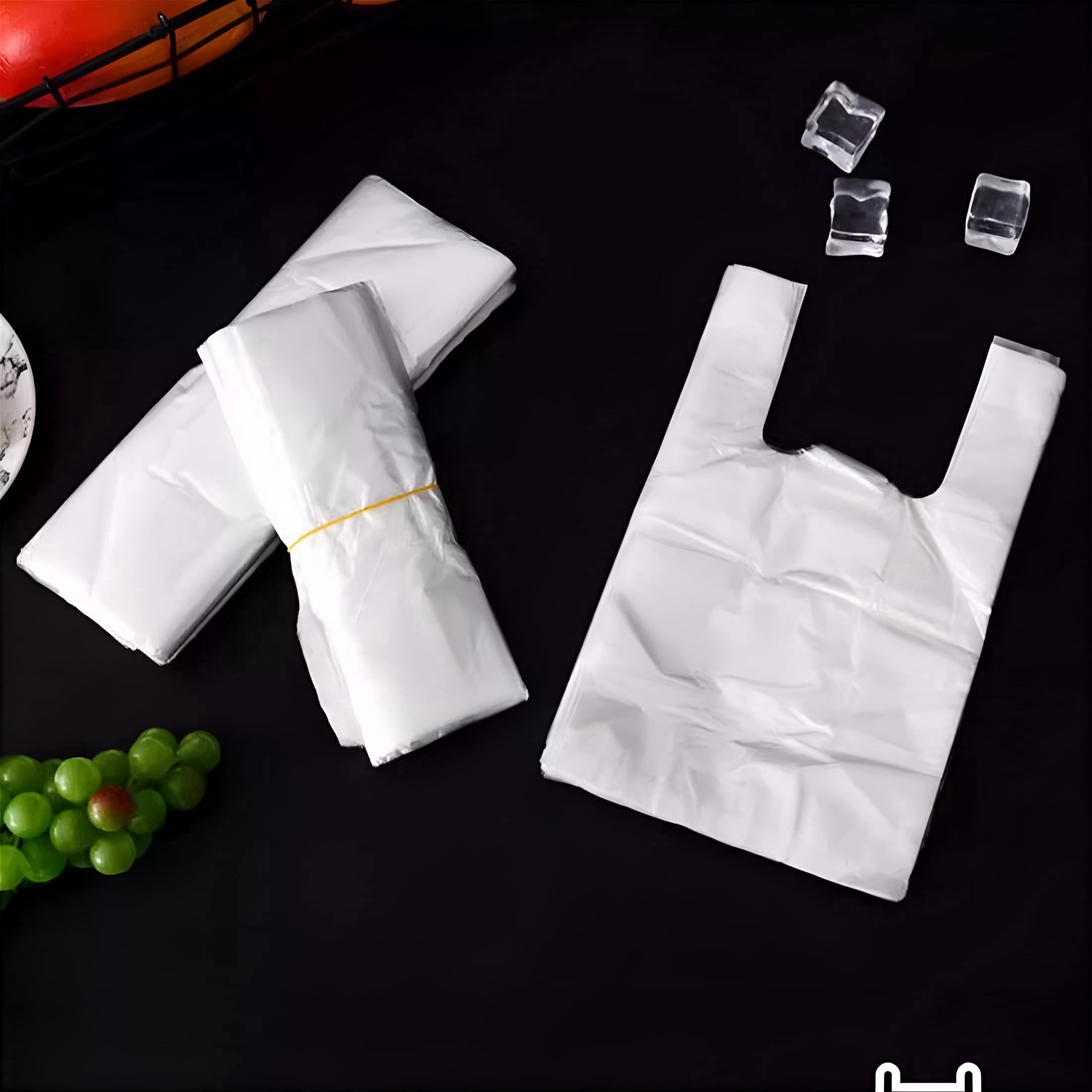 CCOCC Plastic T-Shirt Bags with Handles,18.5\"x11.8\" 100 Pcs Clear ...