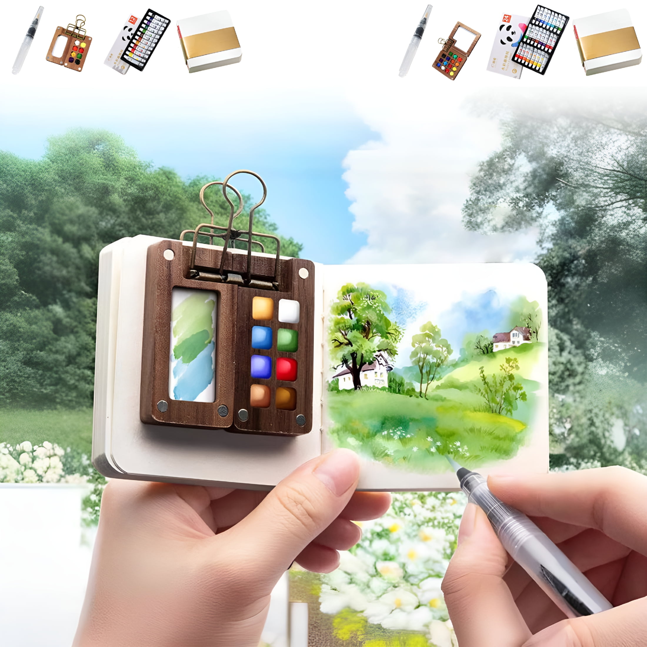 CCOCC Pocket Artist Watercolor Travel Set,Mini Watercolor Paint Set ...