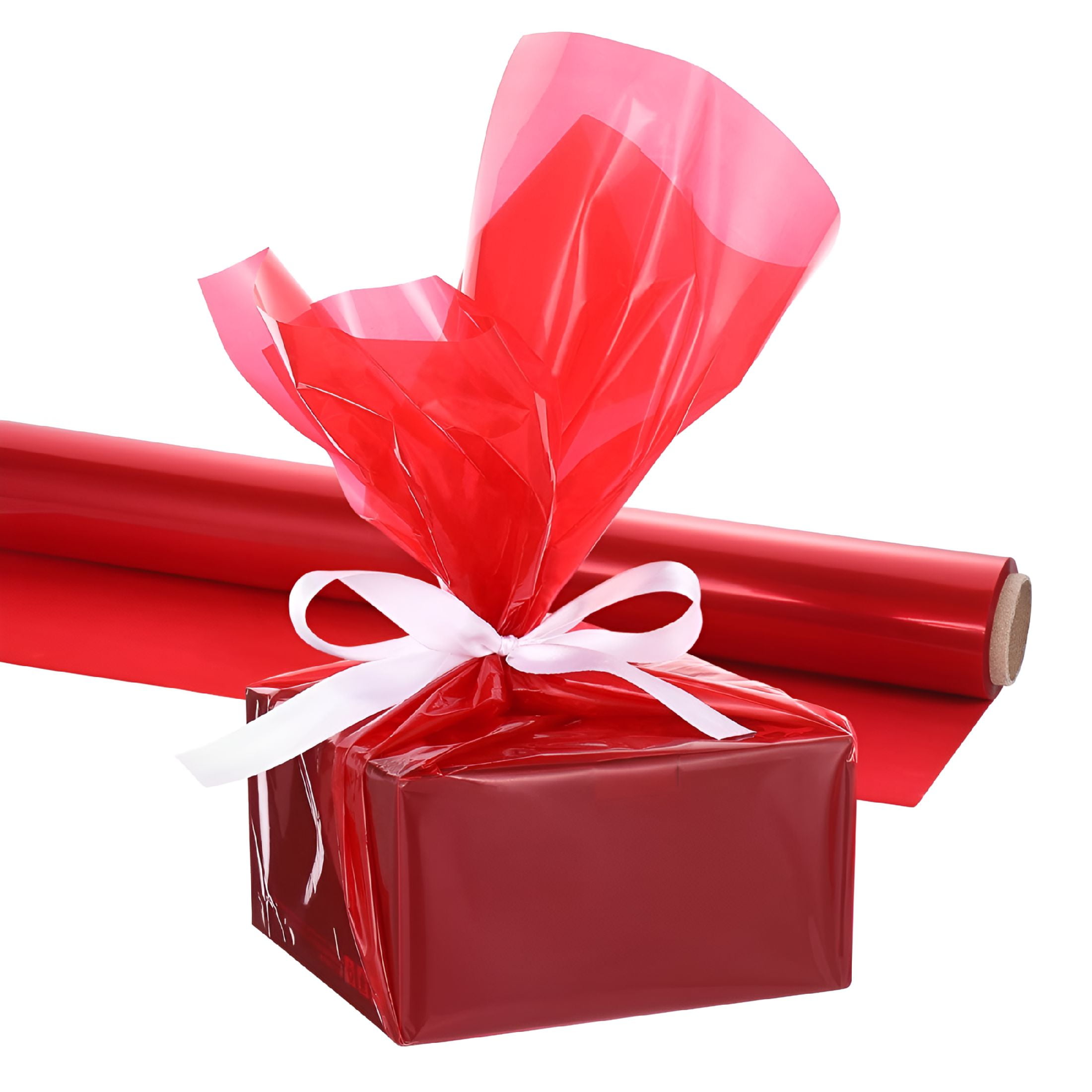 CCOCC Red Cellophane Wrap Roll,44x3000 for Christmas Treats & Crafts ...
