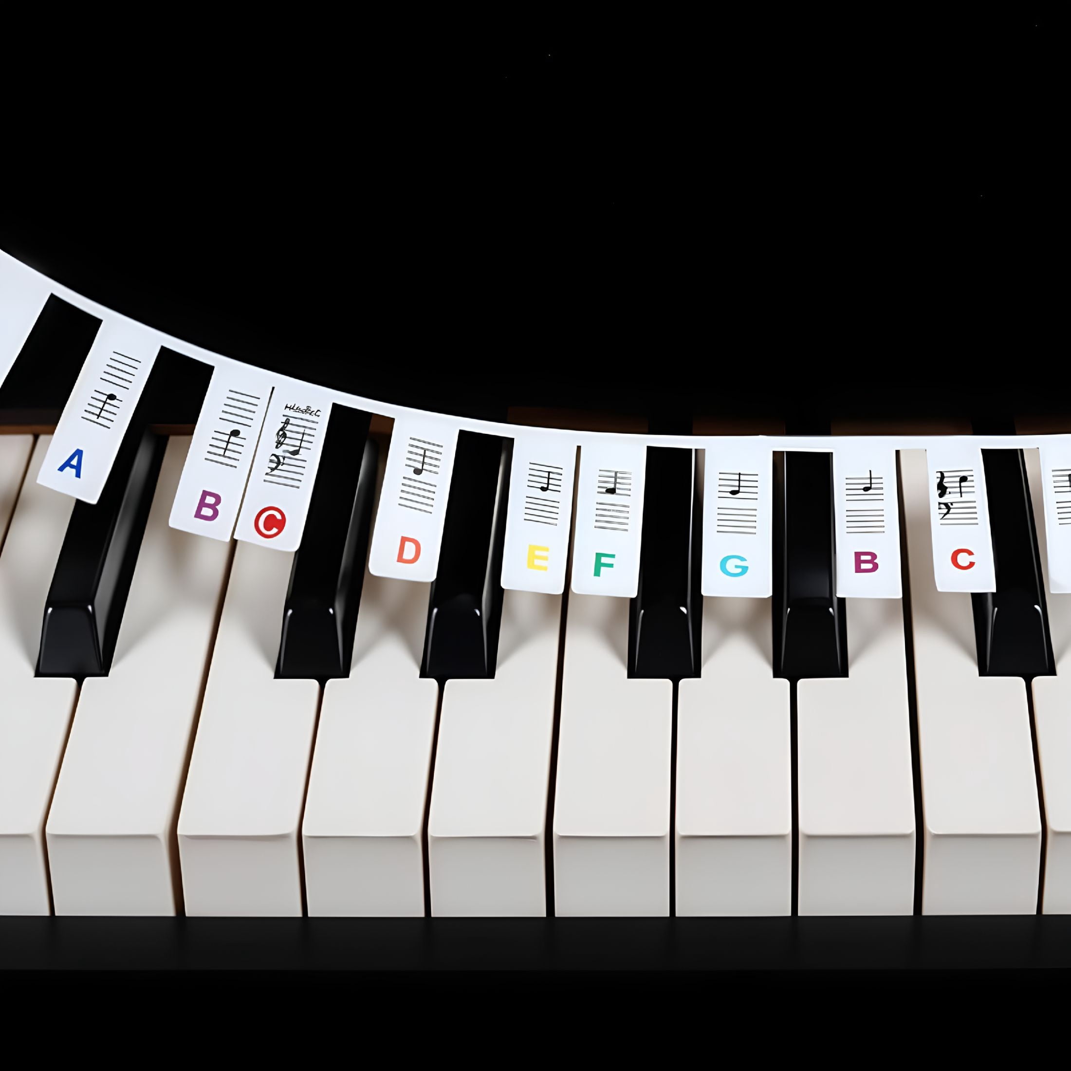 CCOCC Removable Piano Keyboard Note Labels, 61 Key Full Size Silicone ...