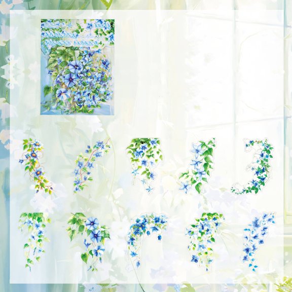 Colorful Floral Blue Wind Chime Electrostatic Window Stickers Double ...