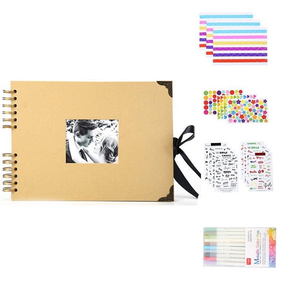 CCOCC Scrapbook,Thick 250G Black Card Scrapbook Album,Reliable Metal ...