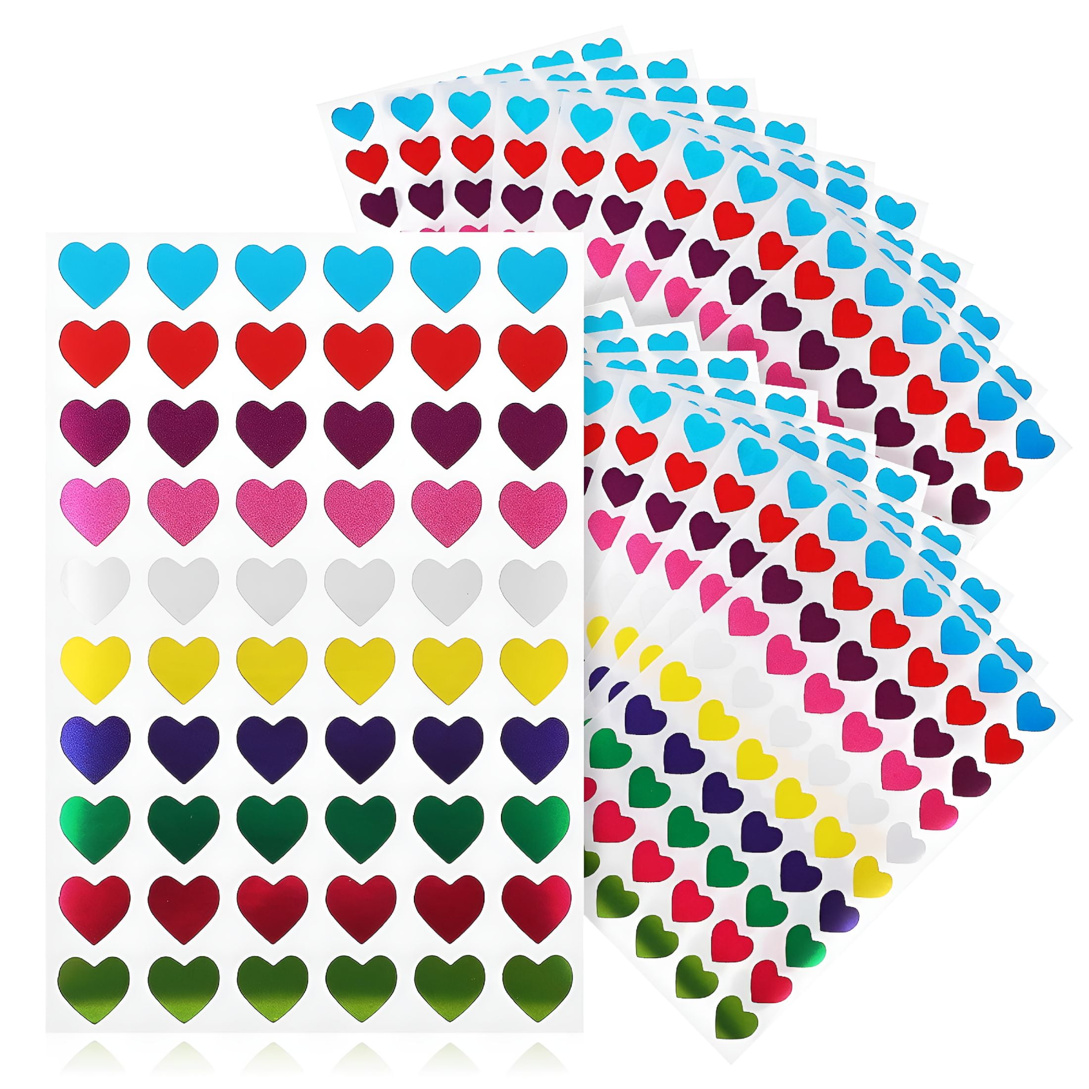 CCOCC Self Adhesive Heart Stickers for Kids Aluminum Foil Scrapbook ...