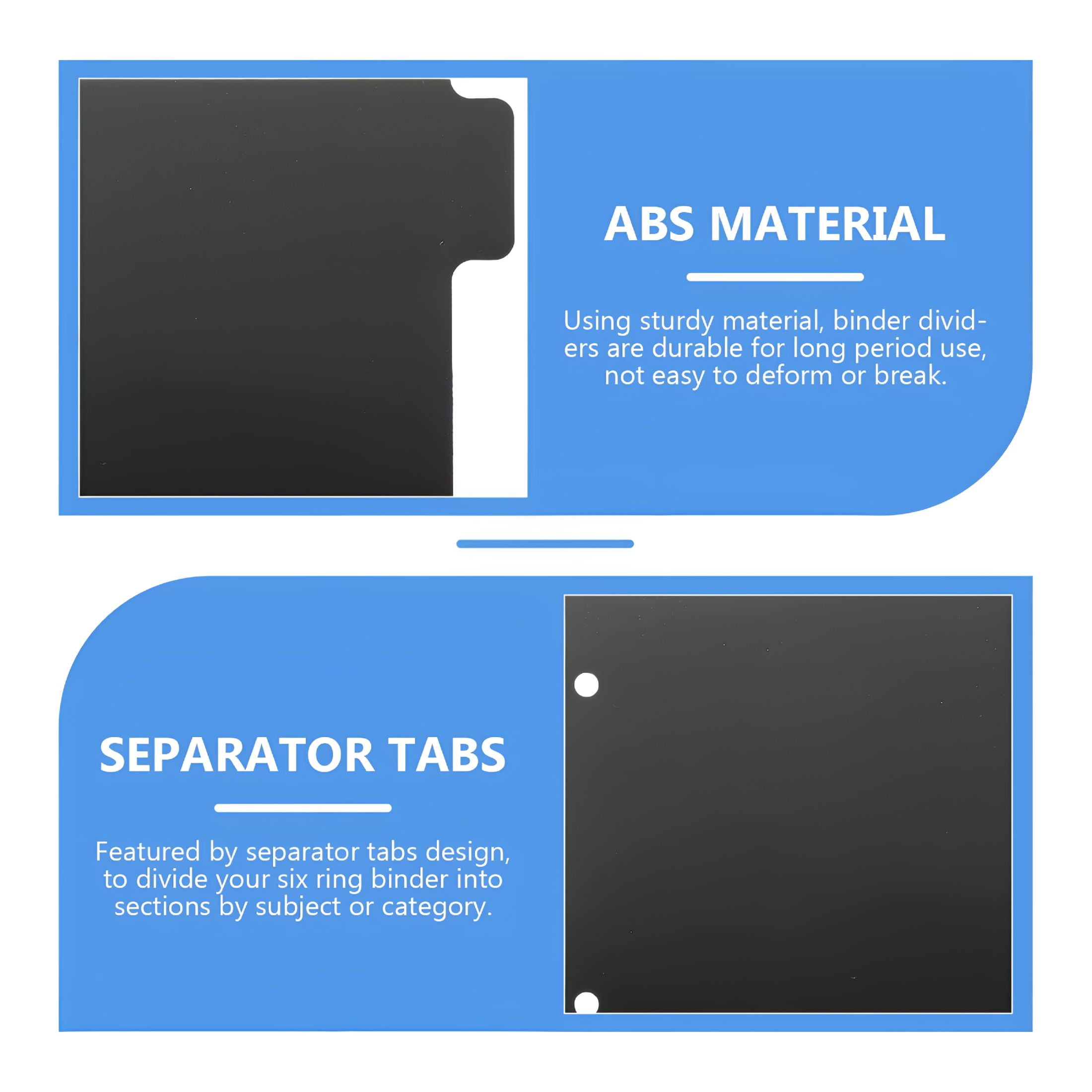 CCOCC Separator Tabs Design Binder Dividers Black ABS 5 Sheets for ...