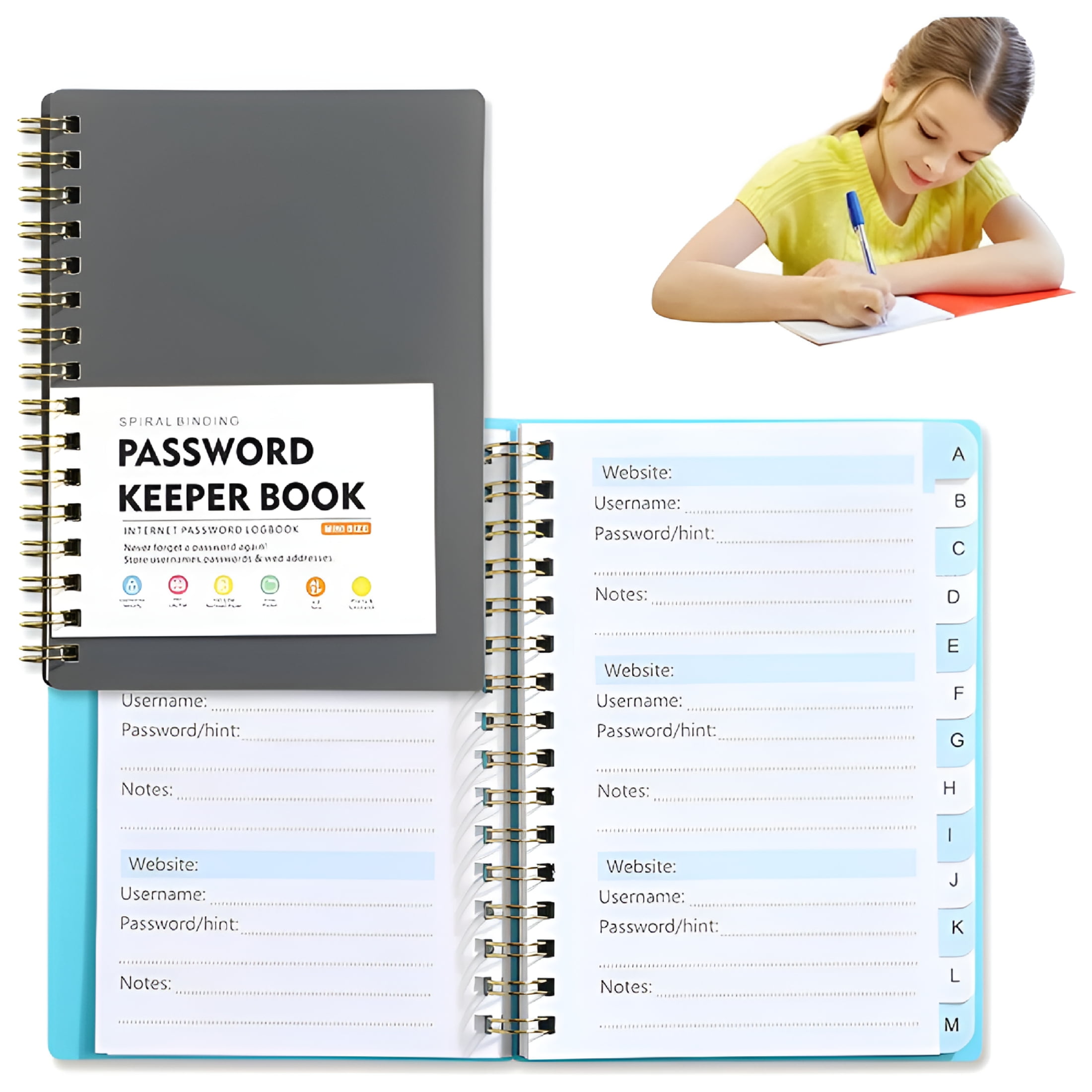 CCOCC Spiral Address Book with Alphabetical Tabs, Leather Password Book ...