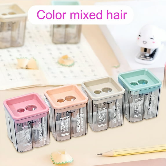 CCOCC Square Simple Double Hole Pencil Sharpener,Random Color Delivery ...