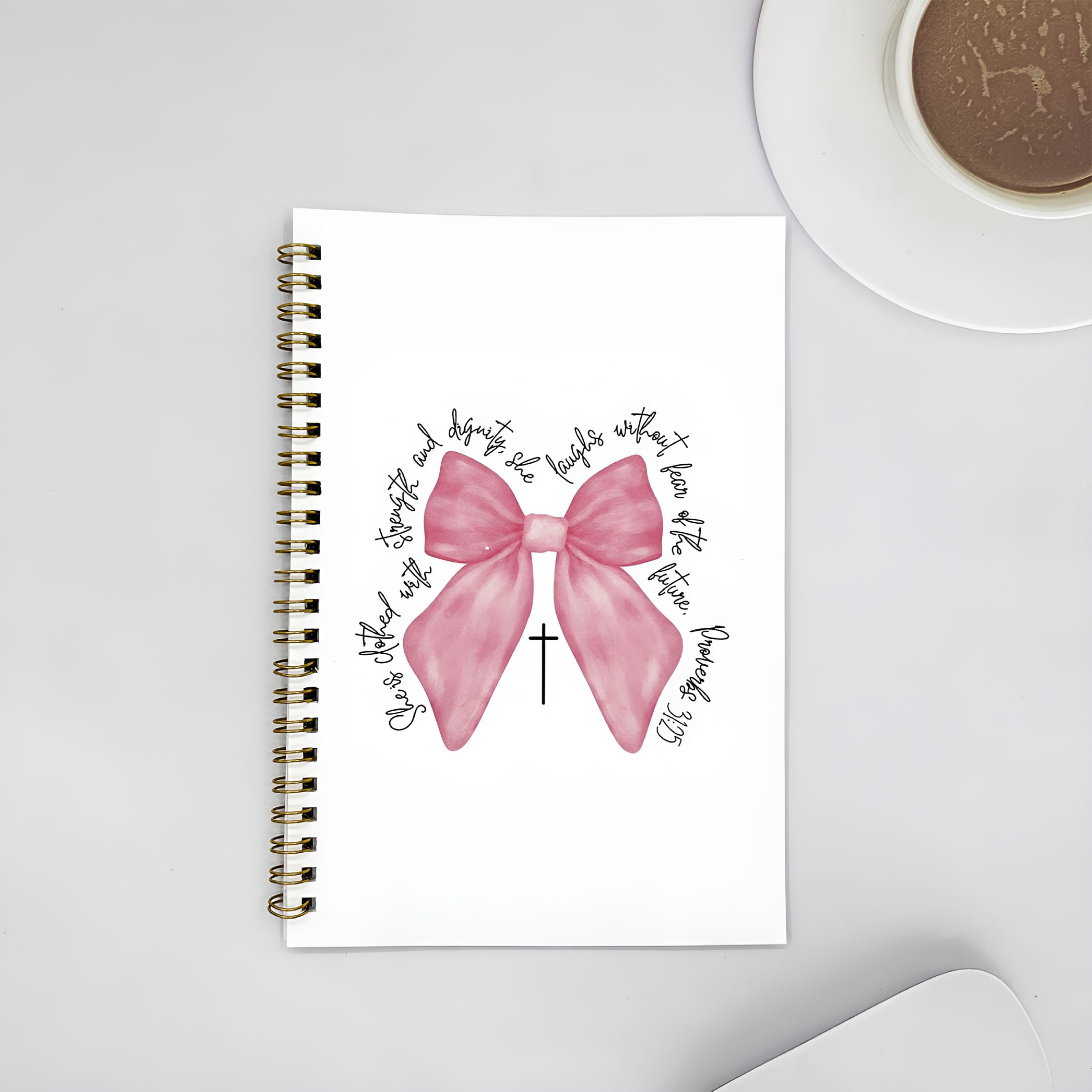 CCOCC Strength and Bow Spiral Notebook Journal Gift for Women Bible ...