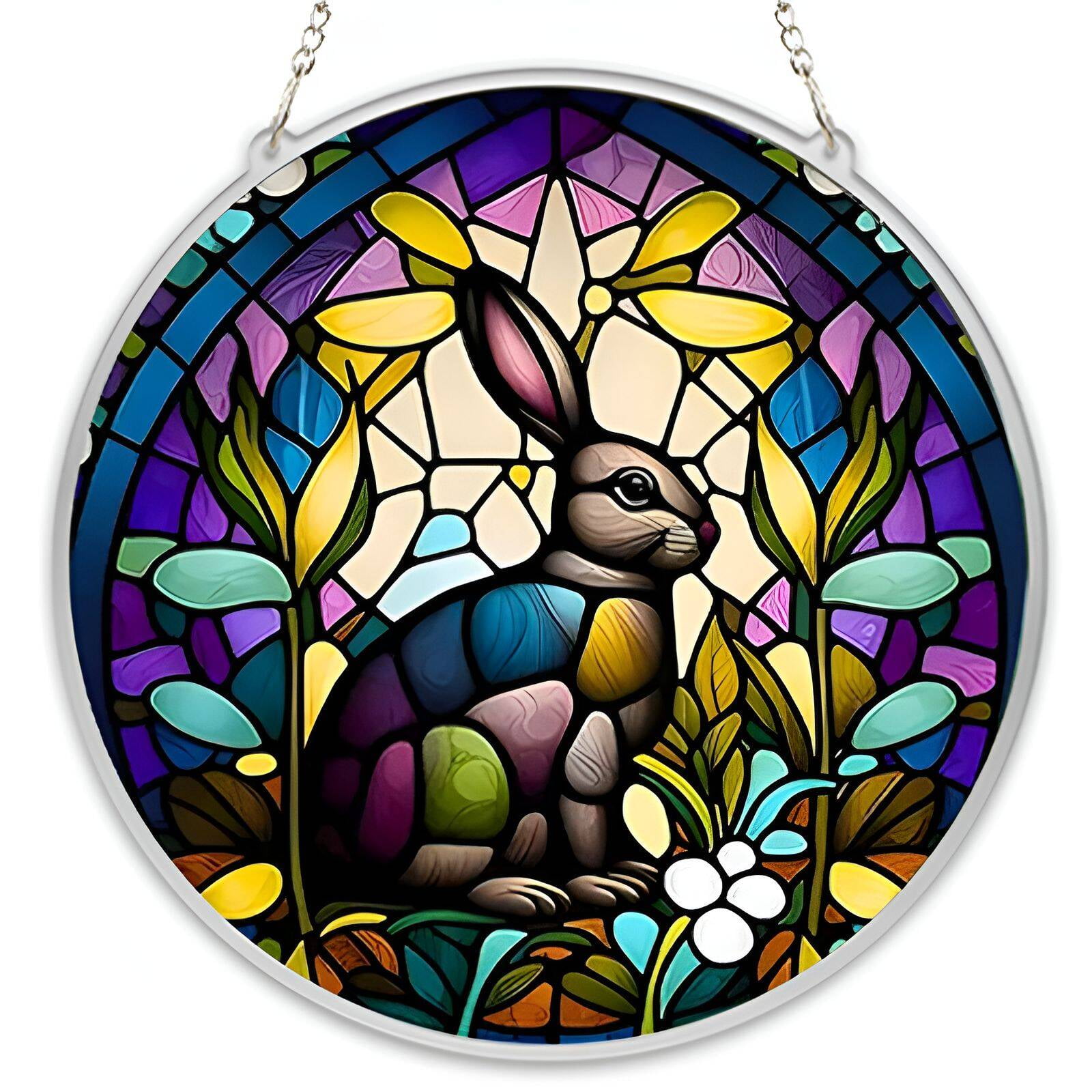 CCOCC Sun Catcher,Joyful Celebration Decor Stained Glass Window Hanging ...