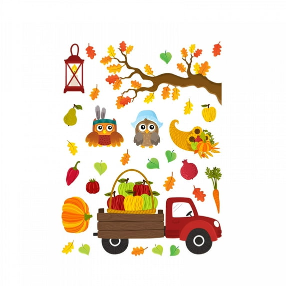 CCOCC Thanksgiving Window Clings-Fall Window Clings,Double Sided Autumn ...