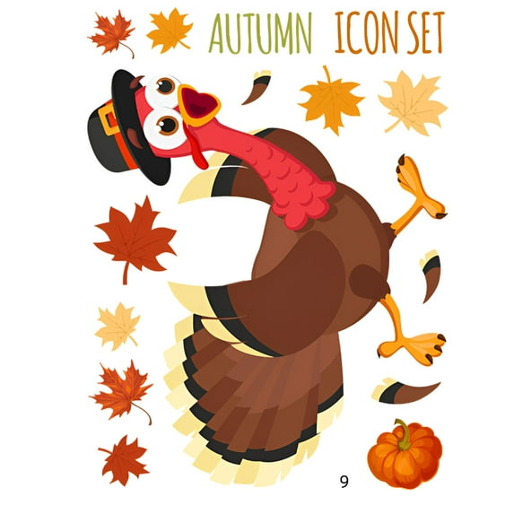 CCOCC Thanksgiving Window Clings-Fall Window Clings Double Sided Autumn ...