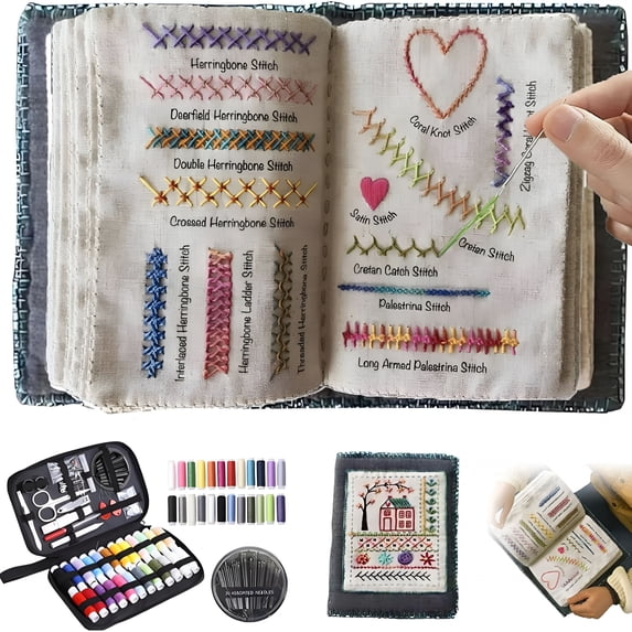 CCOCC Upgrade Embroidery Stitch Book Kit, Portable All Scenario ...