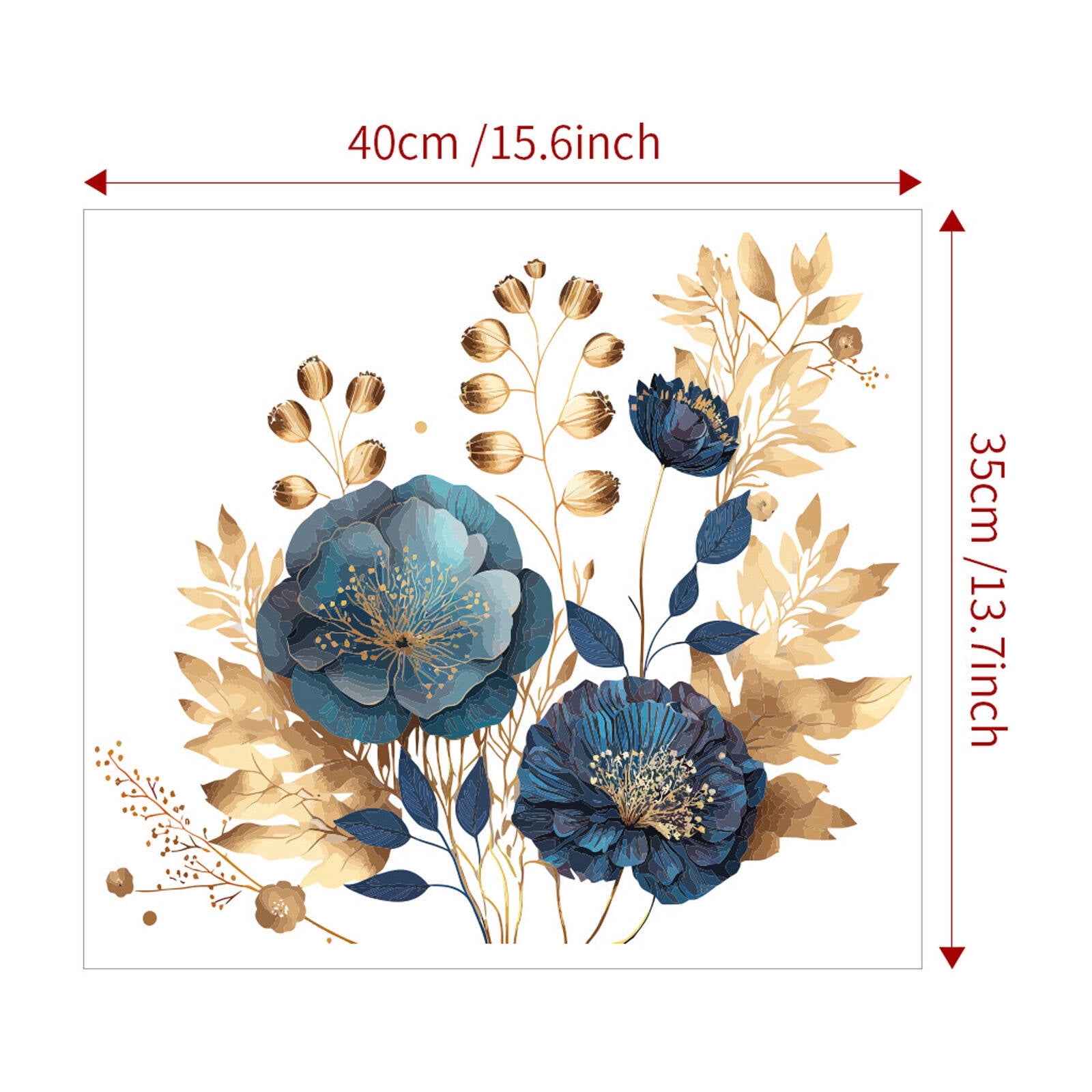 CCOCC Wall Paper,Vibrant Blue Rose Floral Design Wall Stickers,Peel and ...