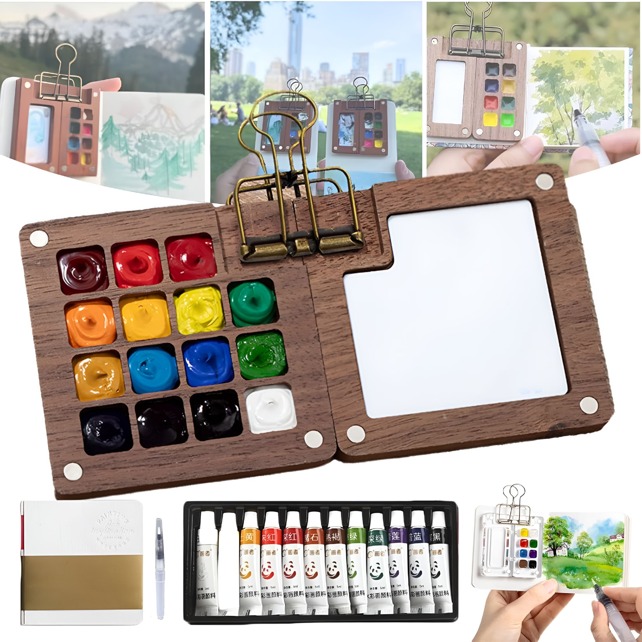 CCOCC Watercolor Kit Mini Watercolor Paint Set with Water Brush ...