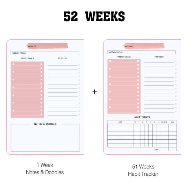 CCOCC Weekly Planner with Habit Tracker Undated 52 Weeks To Do List ...