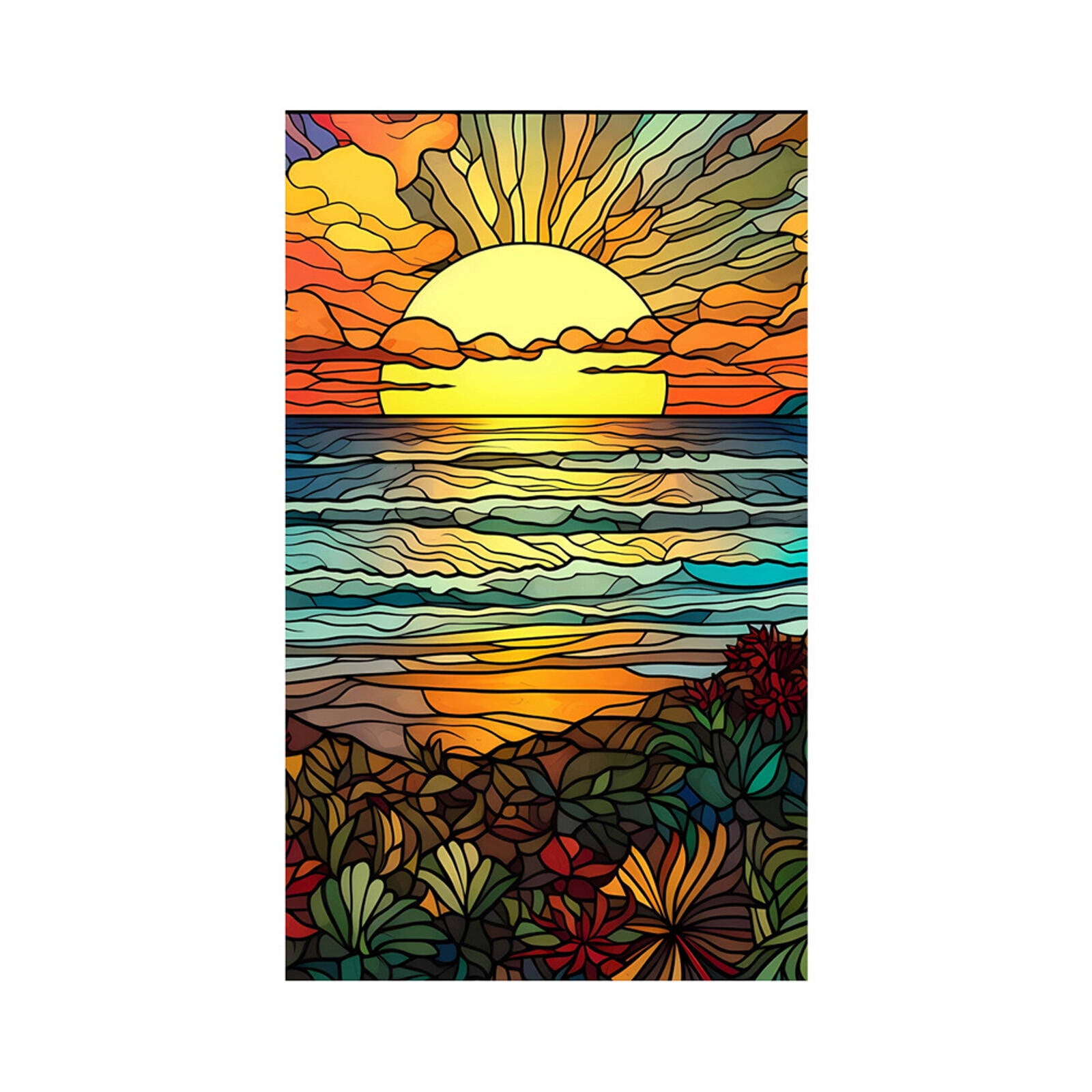 CCOCC Window Film,45*100cm Sunrise Beach Design Window Privacy Film ...