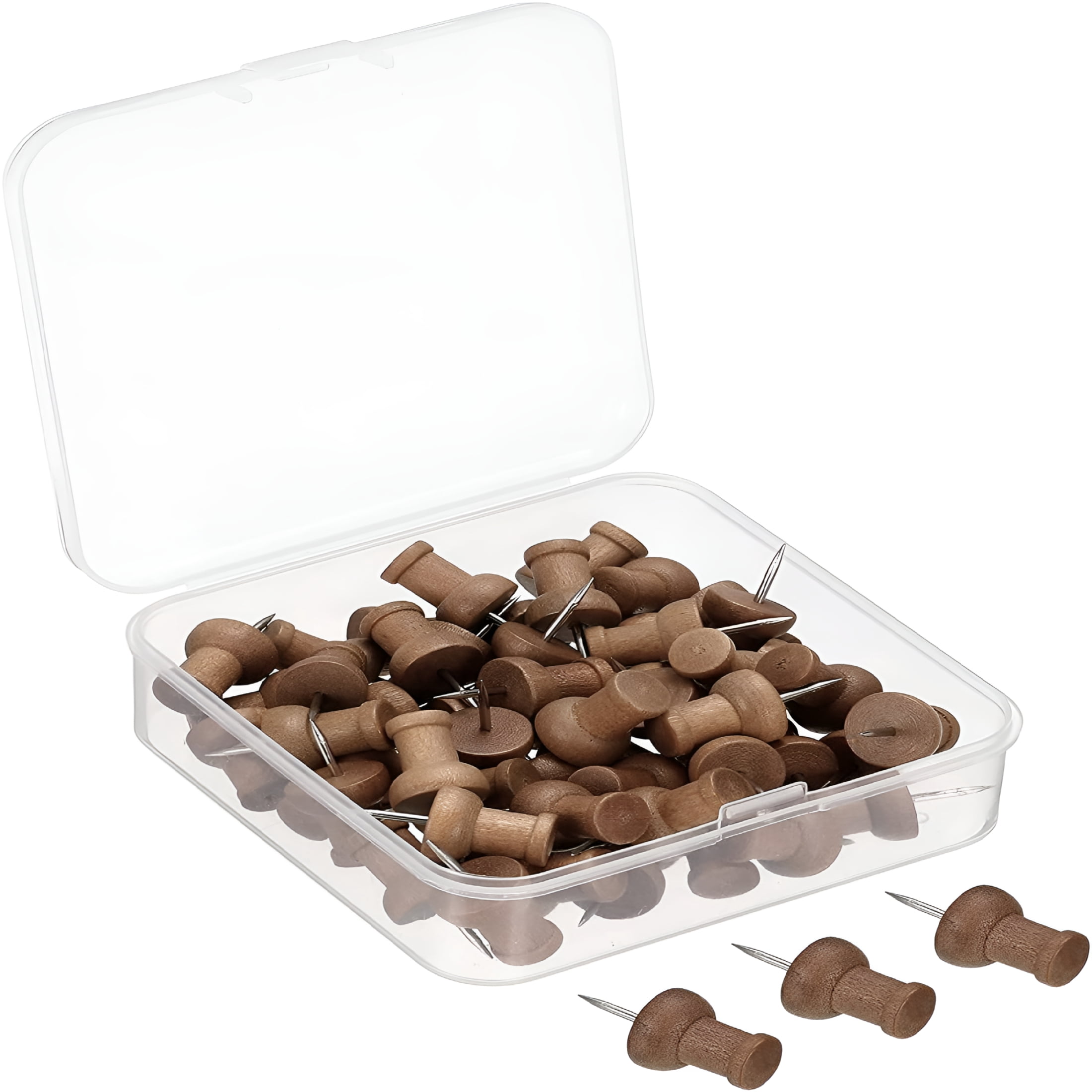 CCOCC Wooden Push Pins, Thumbtacks for Hanging, 50 Pack Thumb Tacks ...