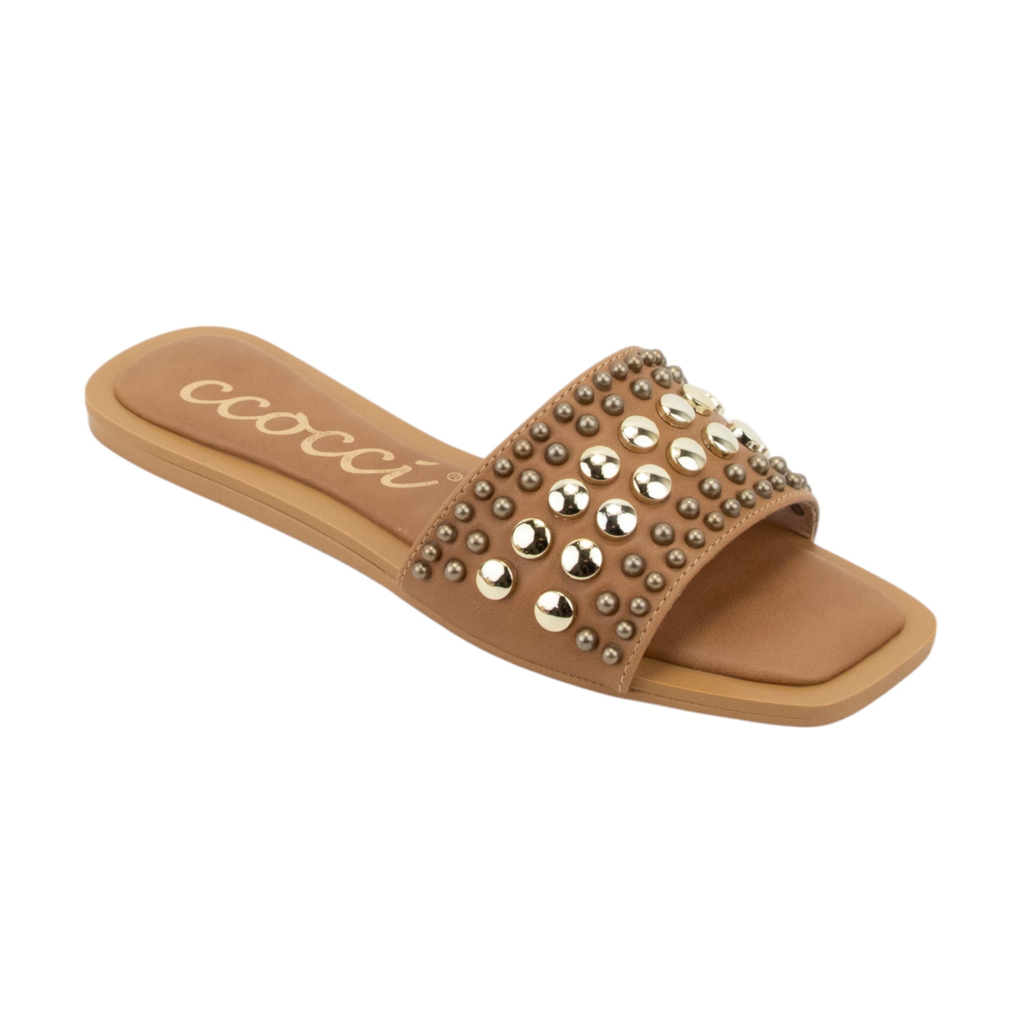 CCOCCI CHRISSY, ROUND STUD EMBELLISHED SQUARE TOE SANDAL - Walmart.com