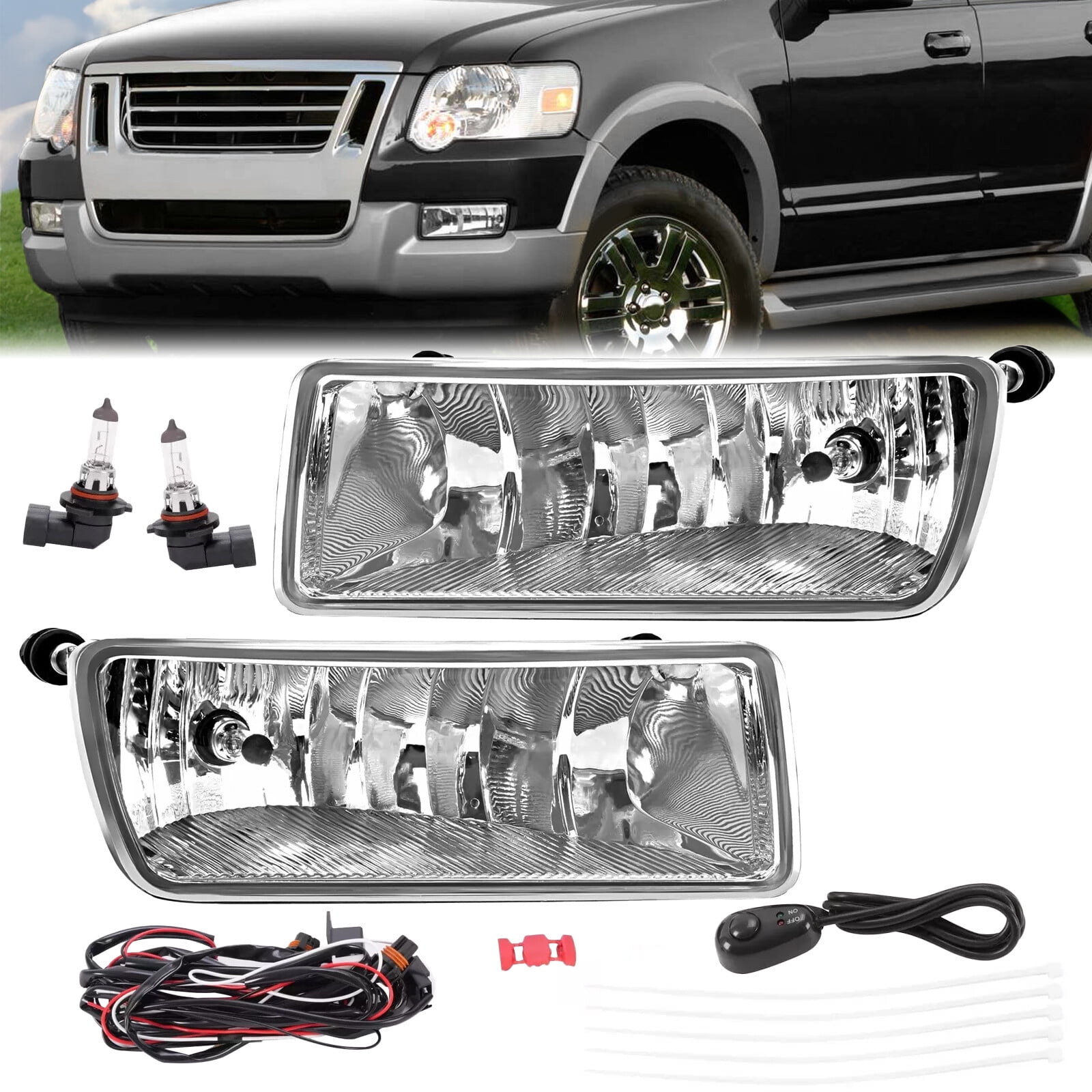CCPAO Fog Lights w/Bulbs Left+Right Compatible with Ford Explorer XLT ...