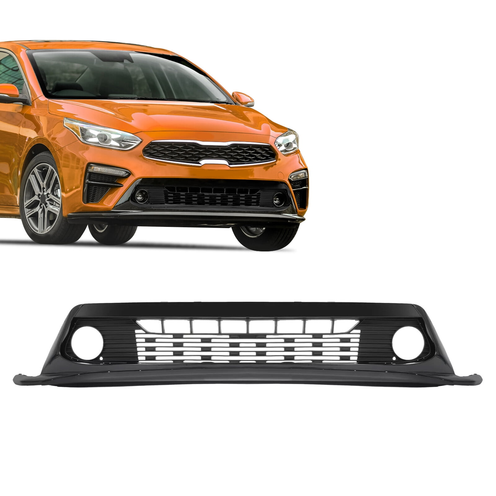 CCPAO PAINTED BLACK FRONT LOWER BUMPER GRILLE COMPATIBLE WITH KIA FORTE ...