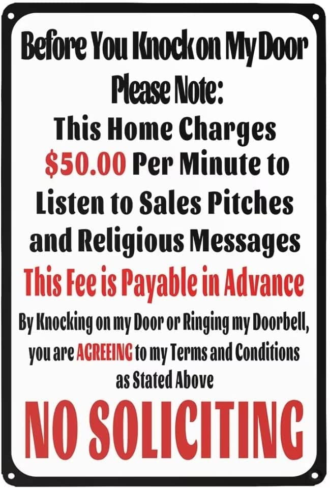 CCPARTON Metal Sign No Soliciting Sign,Before You Knock On My Door ...