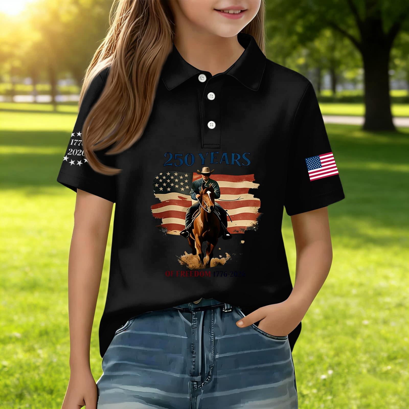 CCRFTGI 250 Anniversary USA Flag Polo Shirts for Children Girls Boys 7 ...