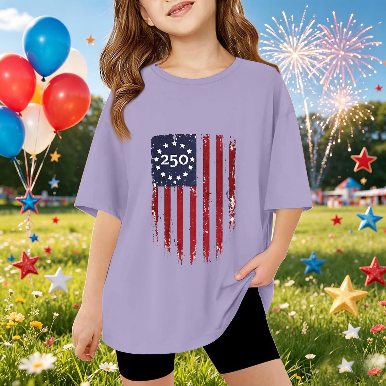 CCRFTGI 250 Anniversary USA Flag Shirts for Kids Girls Size 10-12 Happy ...