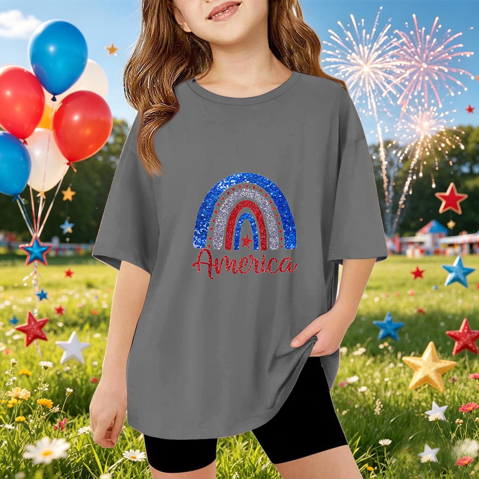 CCRFTGI 250 Anniversary USA Flag Shirts for Kids Girls Size 10-12 USA ...
