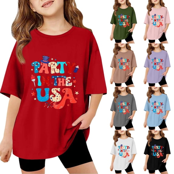 CCRFTGI 250 Anniversary USA Flag Shirts for Kids Girls Size 7 Short ...