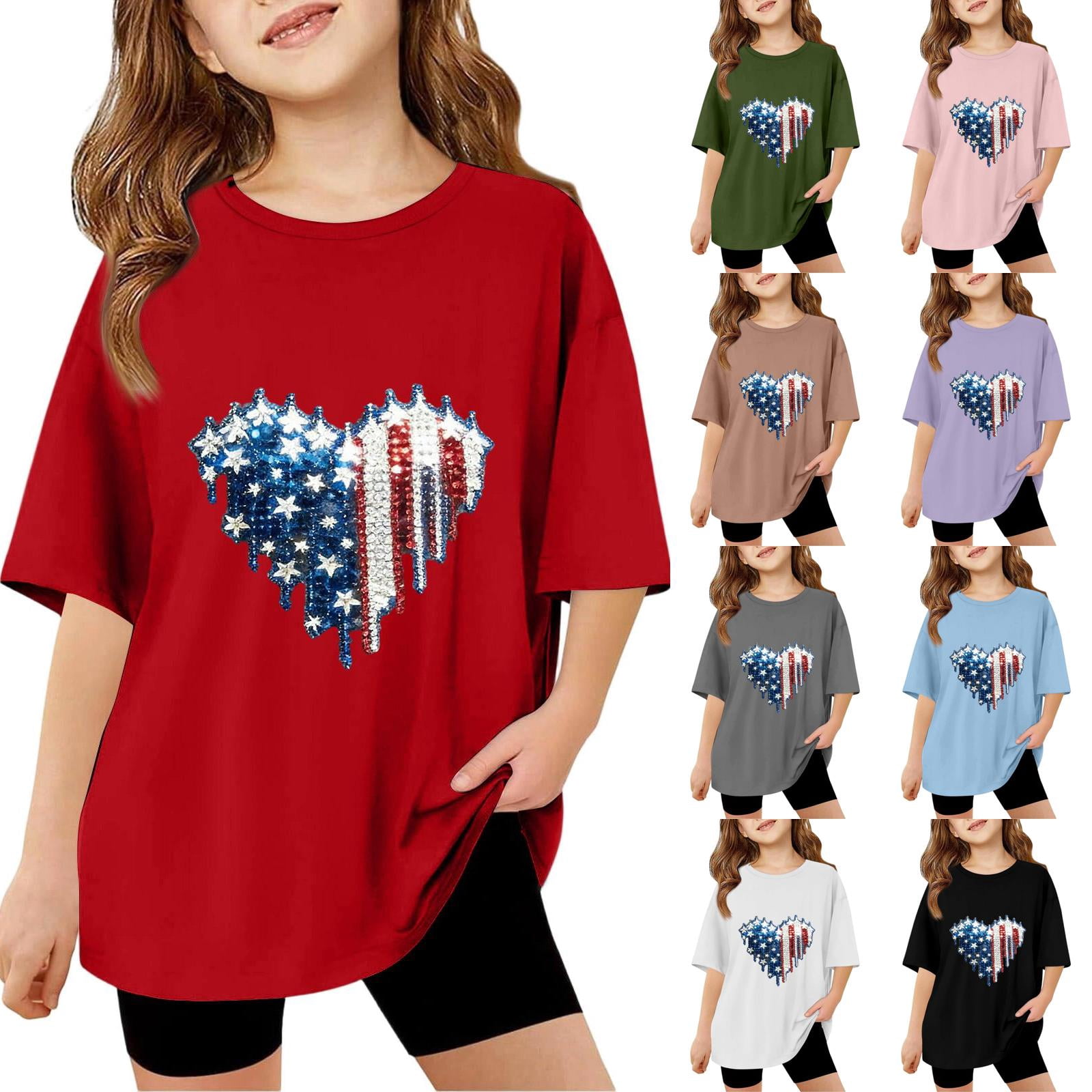 CCRFTGI 250 Anniversary USA Flag Shirts for Kids Girls Size 7 USA ...