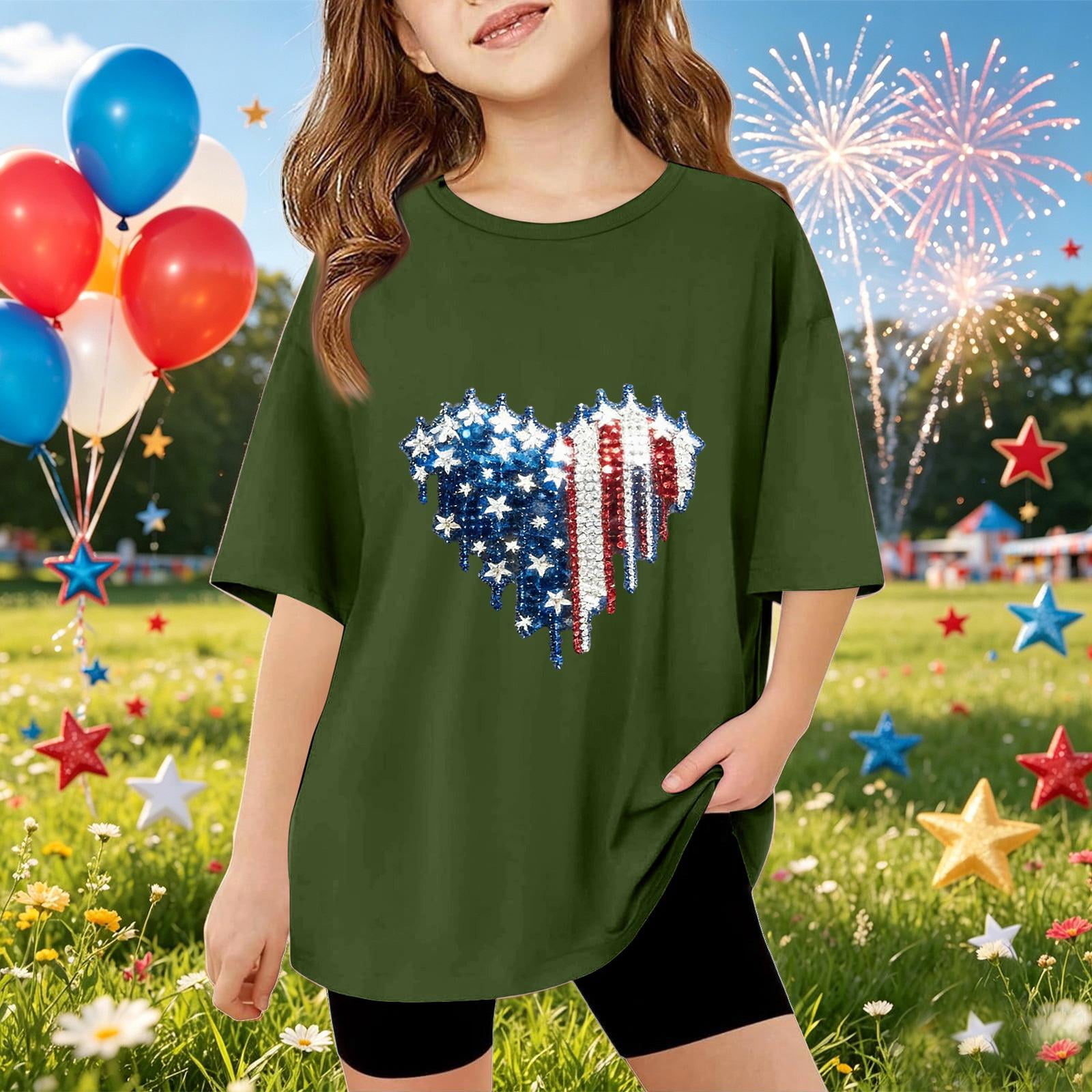 CCRFTGI 250 Anniversary USA Flag Shirts for Kids Girls Size 8 USA ...