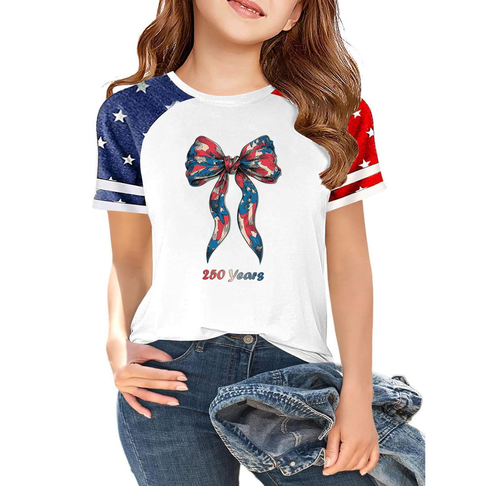 CCRFTGI 250 Anniversary Usa Flag Shirts for Kids Girls Boys Size 6-7 ...