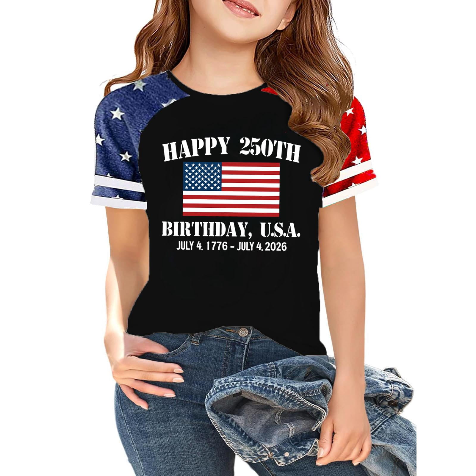 CCRFTGI 250 Anniversary Usa Flag Shirts for Kids Girls Size 7-8 ...