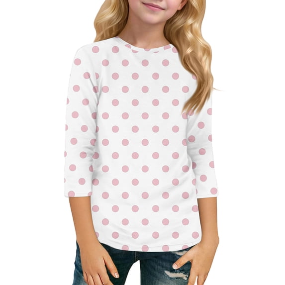 CCRFTGI 3/4 Length Sleeve Shirts for Girls Size 10-12 Cute Polka Dots T ...