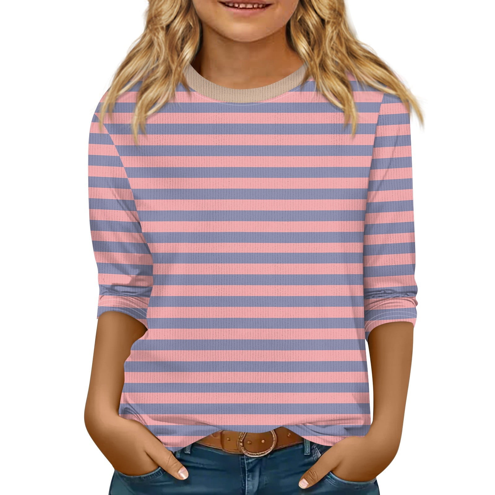 CCRFTGI 3/4 Sleeve Shirts for Girls Fall Trendy Basic Shirts Size 14-16 ...