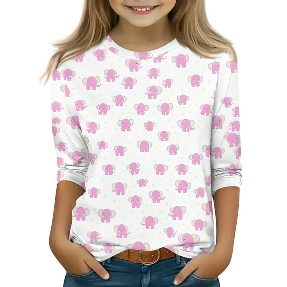 CCRFTGI 3/4 Sleeve Shirts for Girls Kids Tween Girls Cute Graphics ...