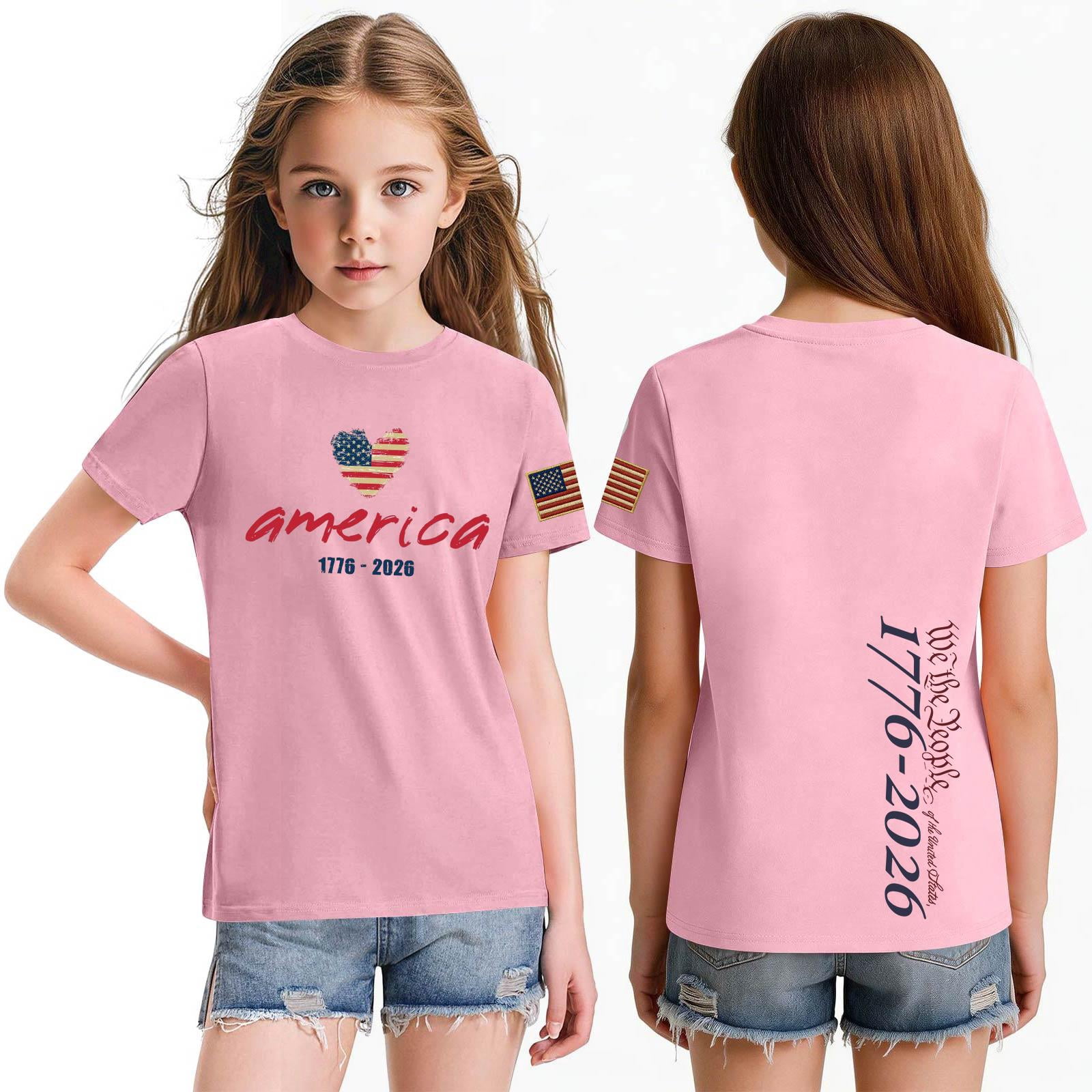 CCRFTGI 4th of July USA Tops for Kids Girls Size 8 Short Sleeve Funny ...