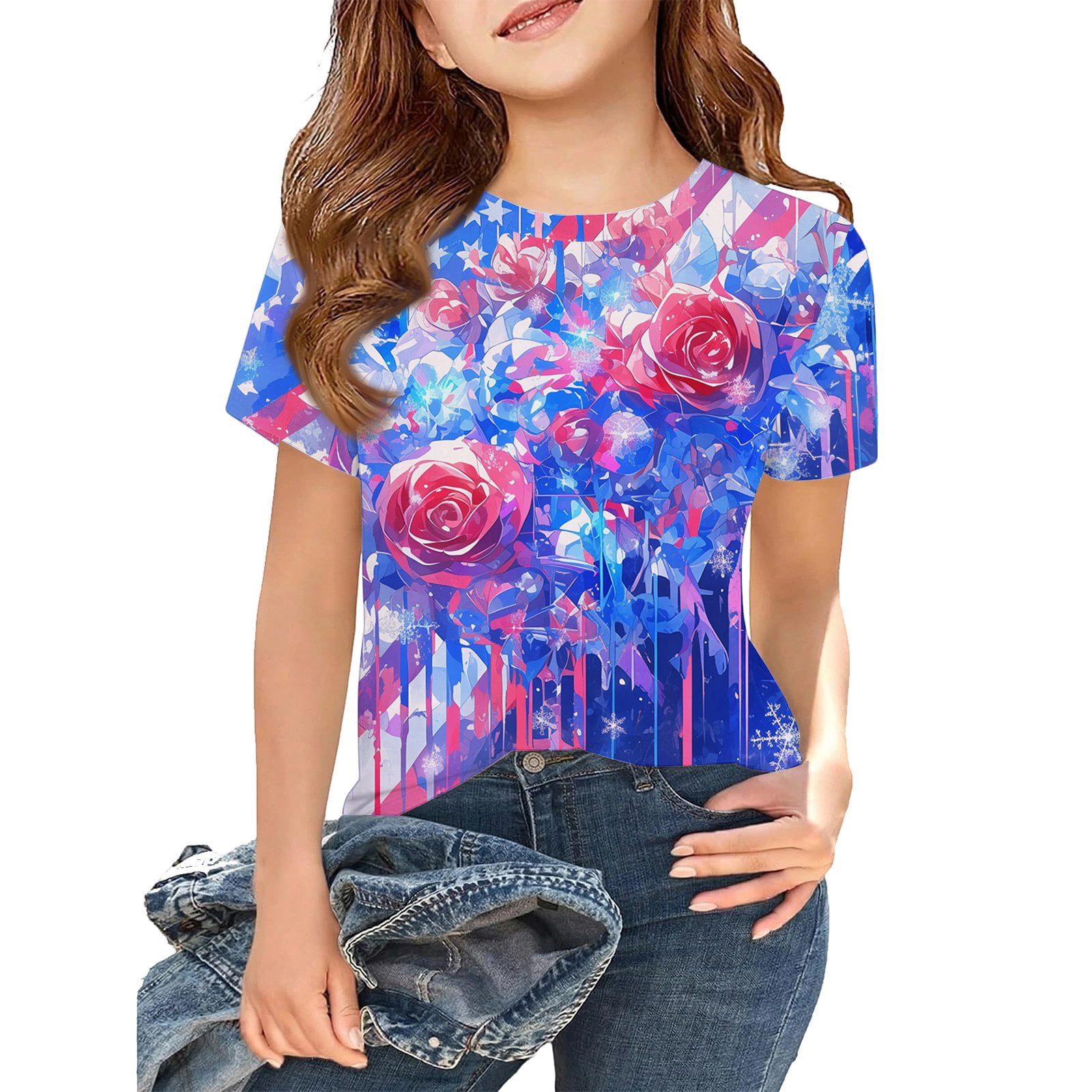 CCRFTGI American Flag Shirts for Kids Boys Girls Size 10-12 Patriotic ...