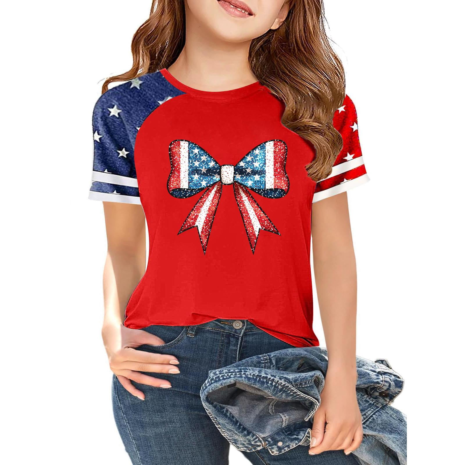 CCRFTGI American Flag Shirts for Kids Girls Size 10-12 Patriotic ...