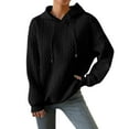 CCRFTGI Black Hoodie Women Knit Drawstring Sweater Loose Fit Oversized ...