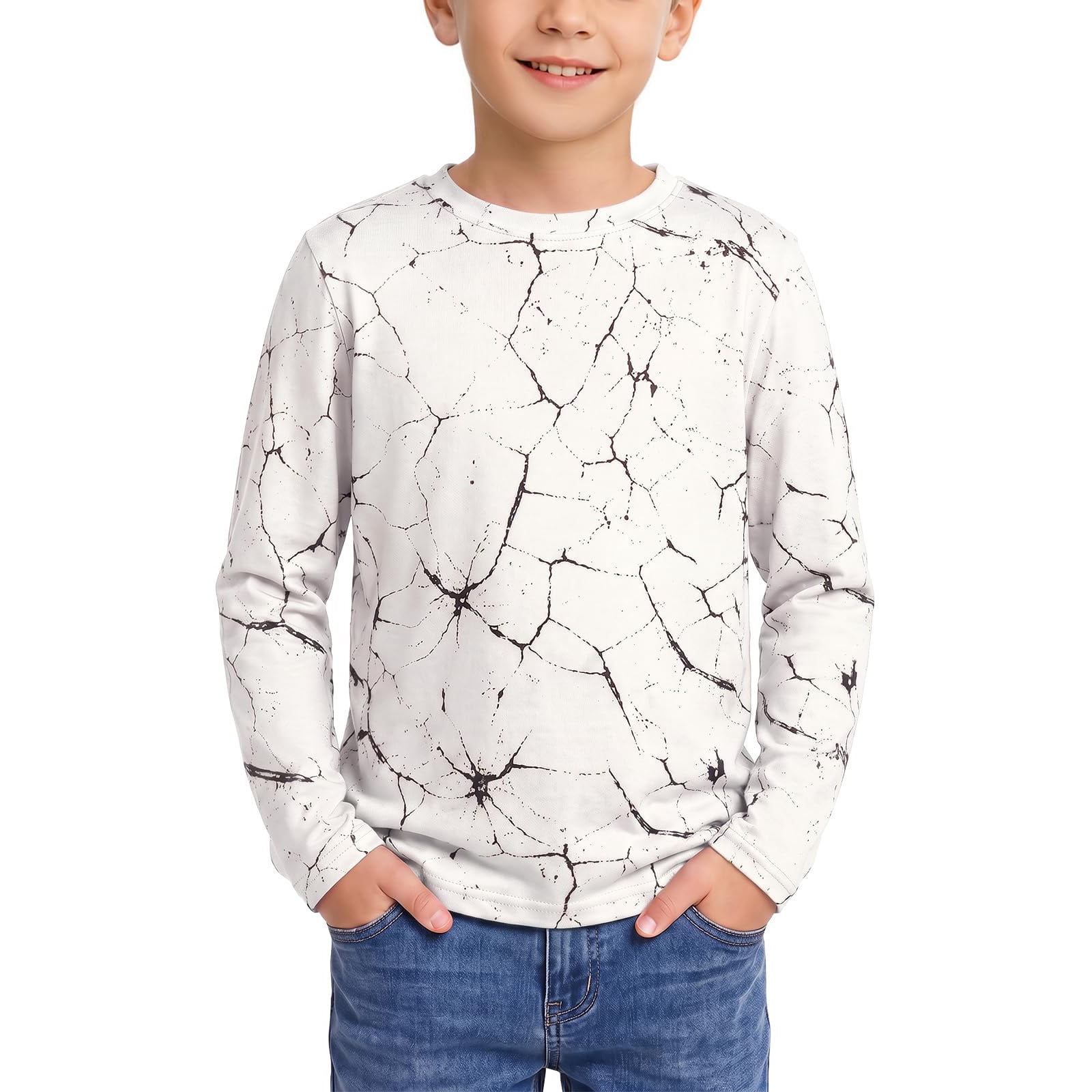 CCRFTGI Boys Long Sleeve Shirts Camo 3d Print Crewneck Hipster Casual ...