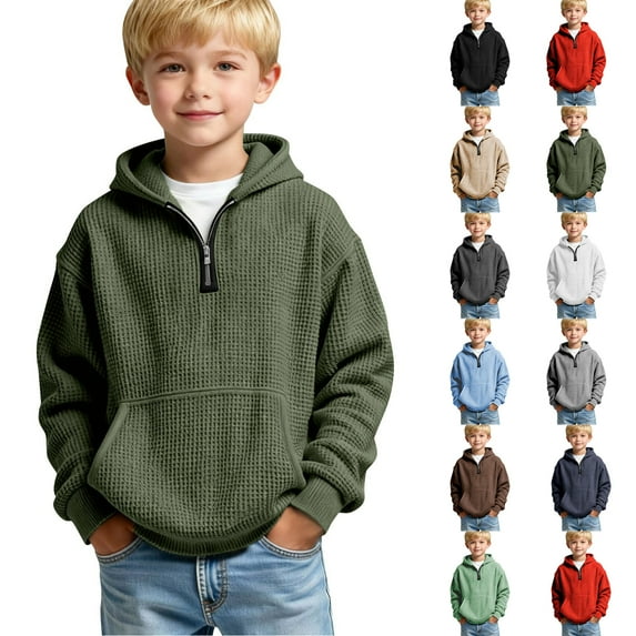 CCRFTGI Boys Long Sleeve Shirts Quarter Zip Sweatshirt Casual Size 7-8 ...