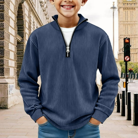 CCRFTGI Boys Quarter Zip Pullover Casual Long Sleeve Sweatshirt Holiday ...