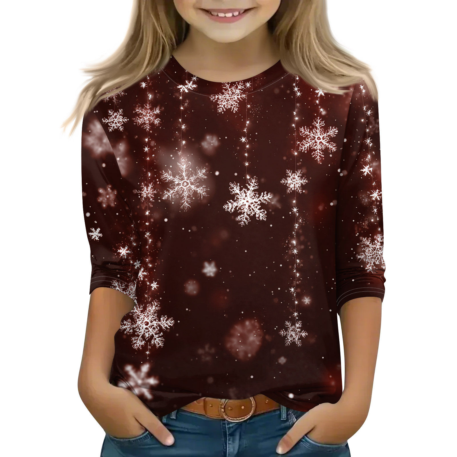 CCRFTGI Christmas 3/4 Sleeve Shirts for Girls Fall Trendy Girls Tops ...