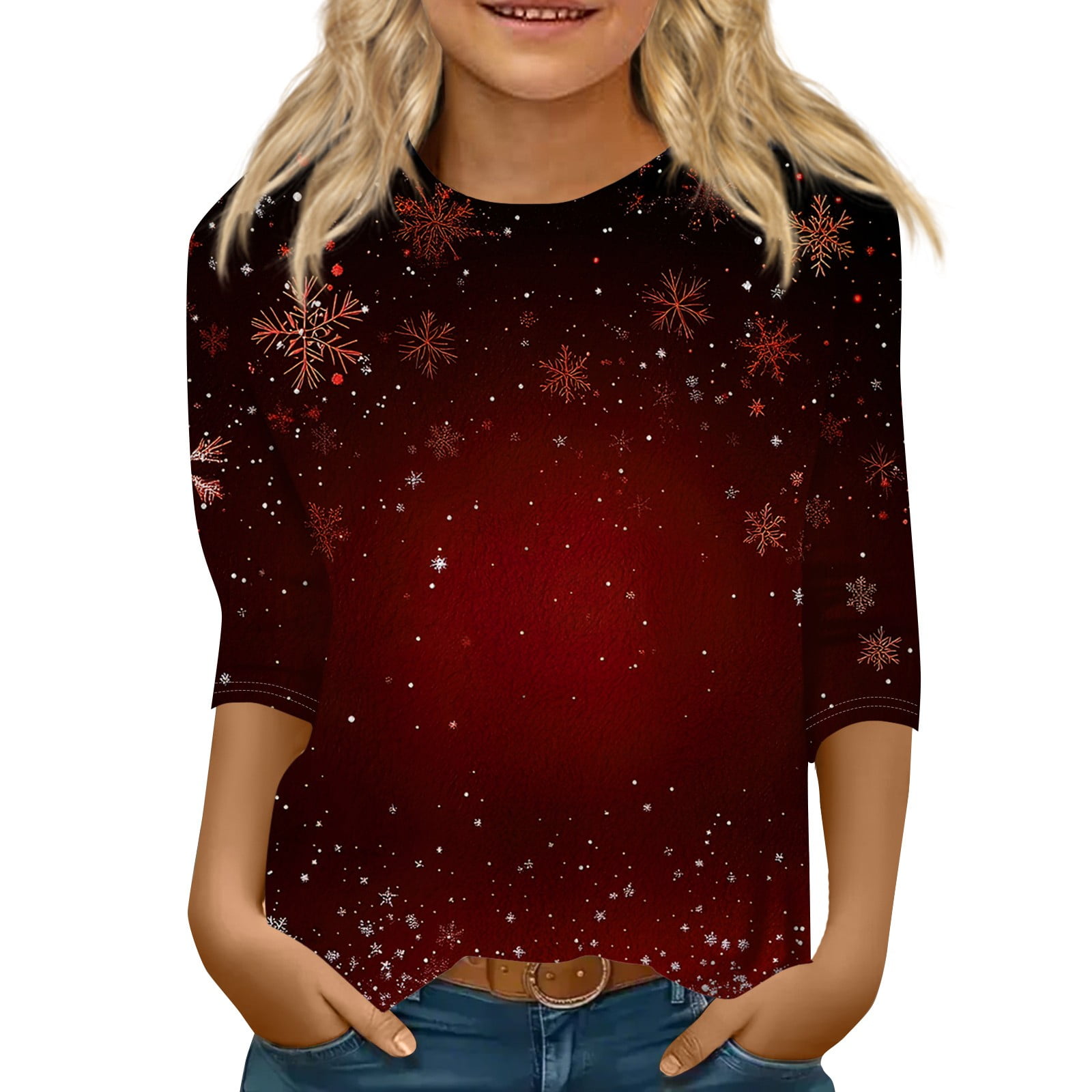 CCRFTGI Christmas 3/4 Sleeve Shirts for Girls Fall Trendy Girls Tops ...