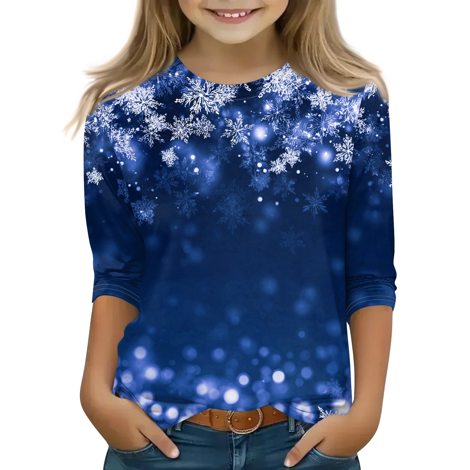 CCRFTGI Christmas Girls 3/4 Sleeve Shirts Girls Tops Size 10-12 Fall ...