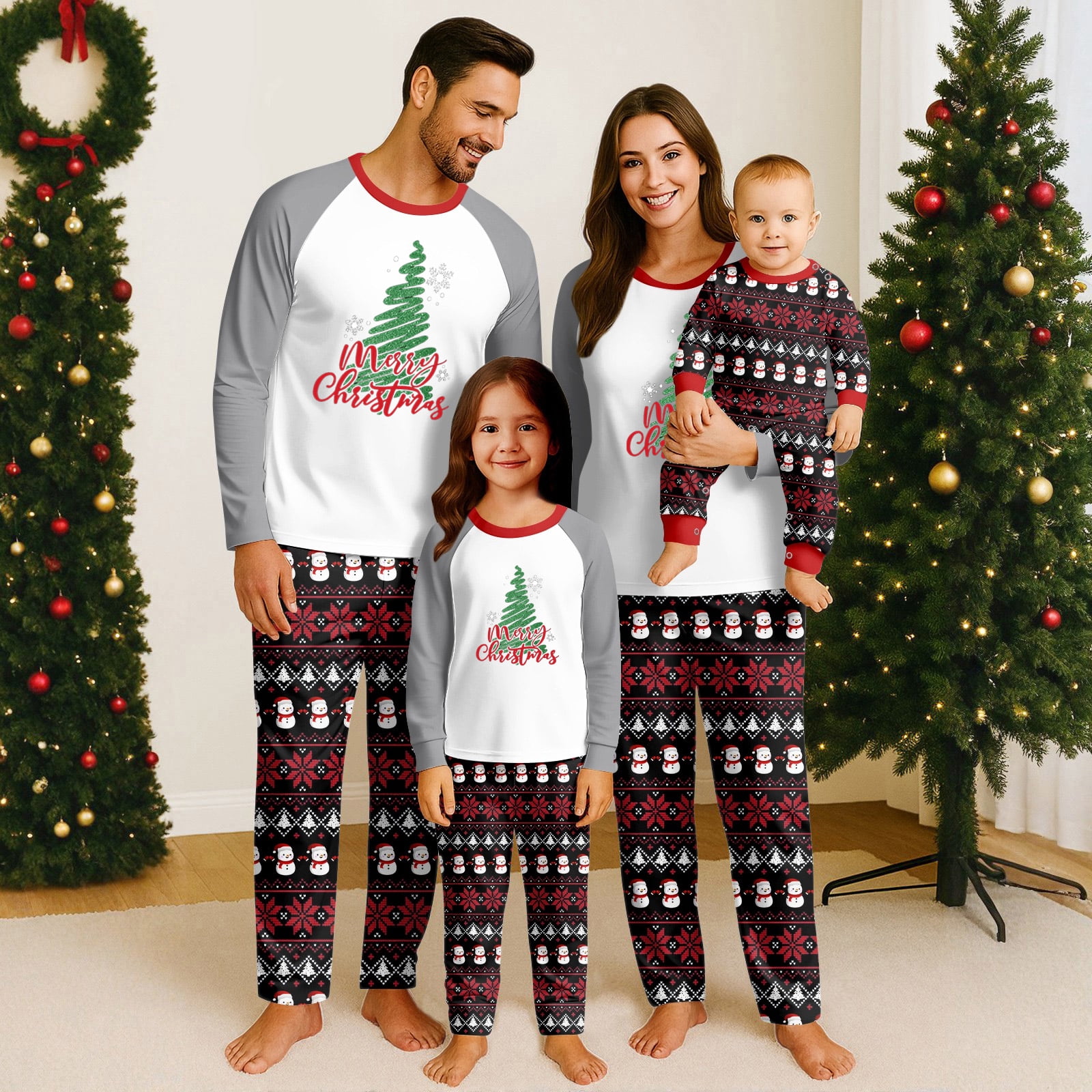 CCRFTGI Christmas Pajamas for Family One Piece Holiday Pjs Sleepwear ...