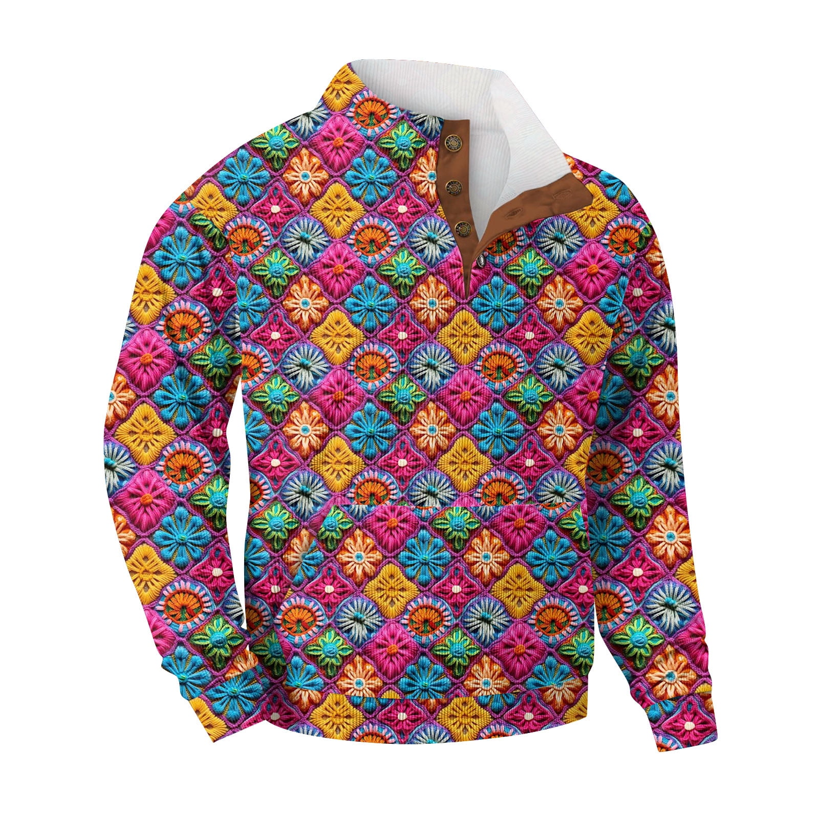 CCRFTGI Christmas Sweatshirt Men Corduroy High Henley Neck Christmas ...