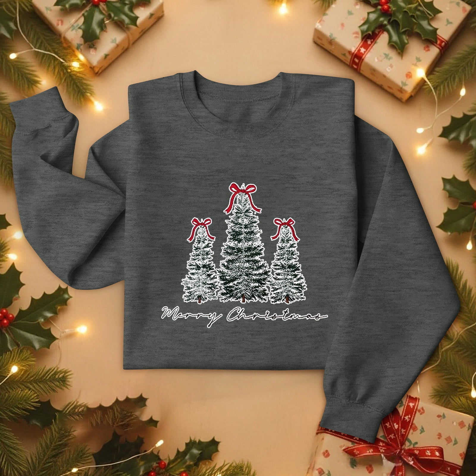 CCRFTGI Christmas Sweatshirts for Women Funny Merry Christmas Xmas Tree ...
