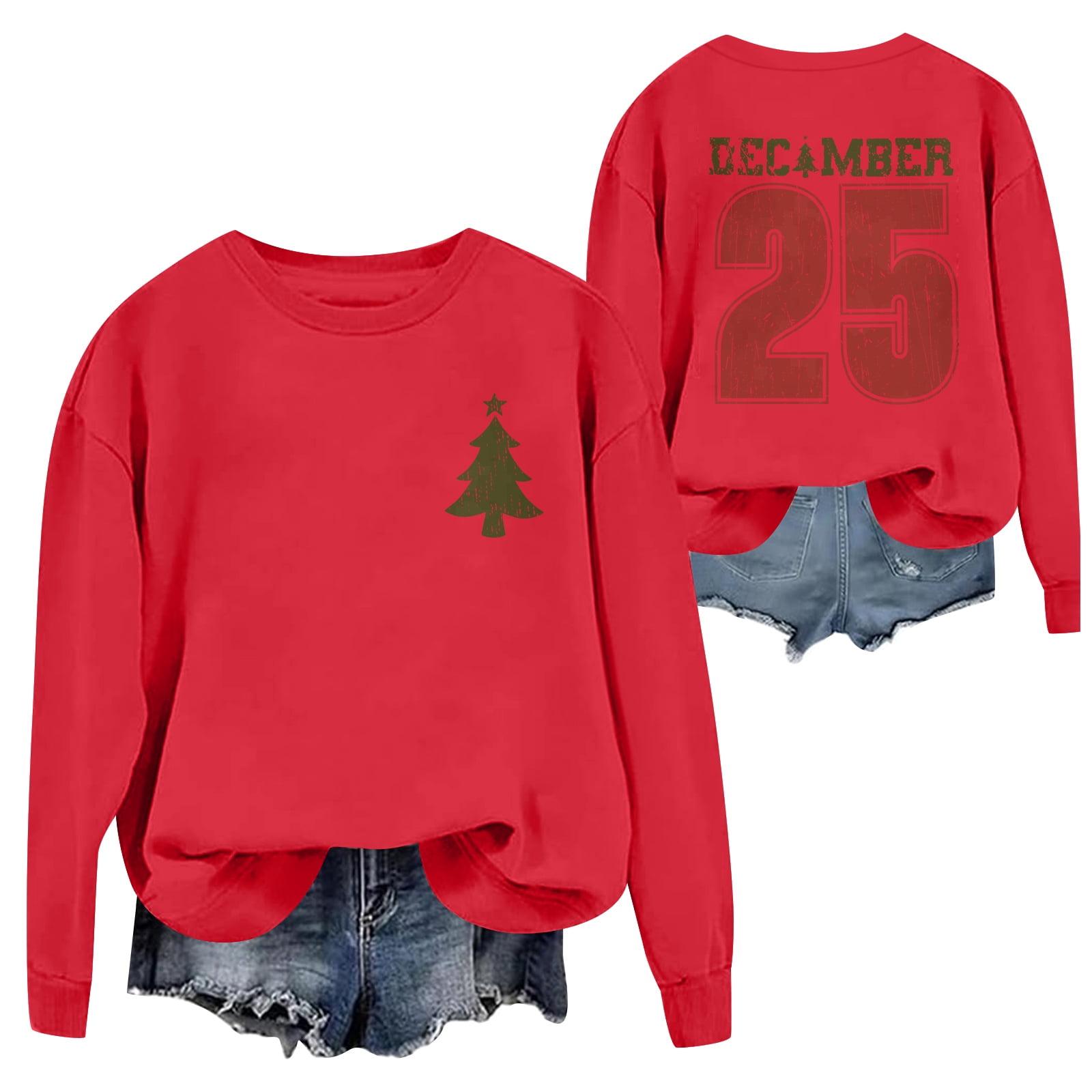 CCRFTGI Christmas Womens Sweatshirt Funny Christmas December 25 Shirt ...